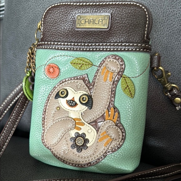 Chala | Bags | Chala Green And Brown Crossbody Bag With Sloth Motif Euc ...